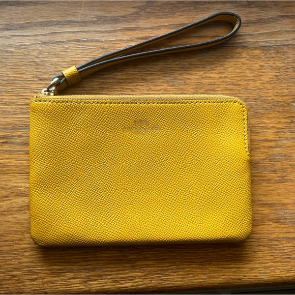 Coach | Bags | Coach Yellow Wristlet | Poshmark